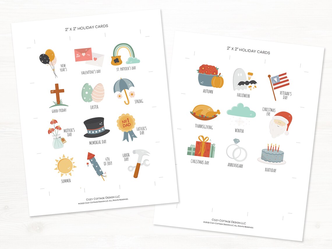 Printable Holiday Flash Cards, Holiday Clipart - Etsy