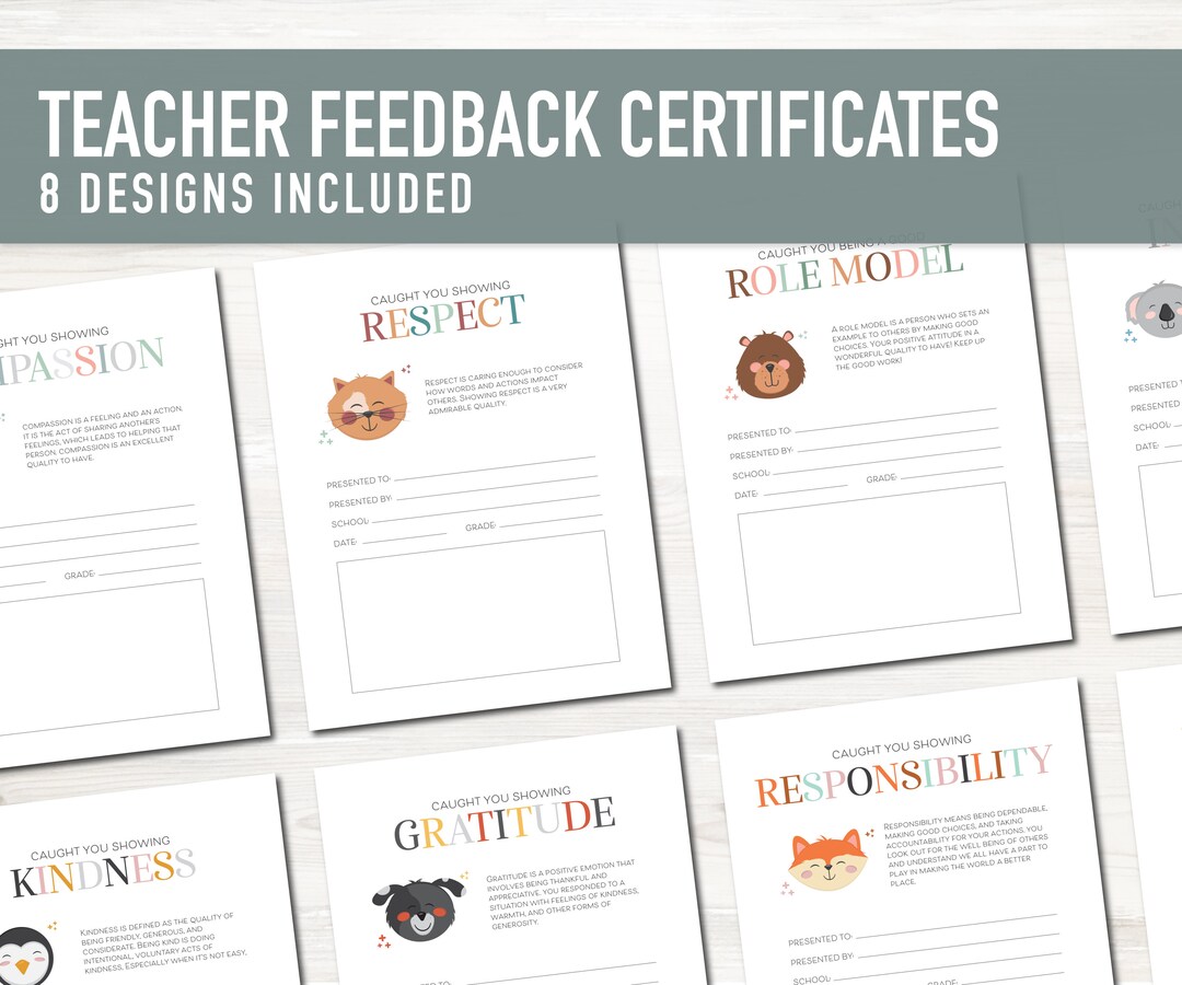 Teacher Feedback Certificates | Caught You Being Good Printable ...