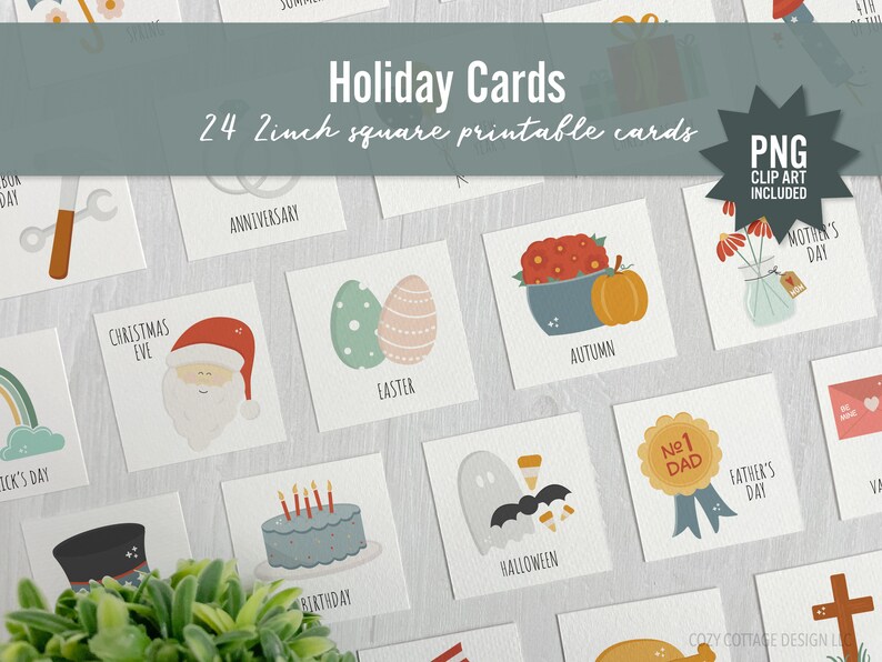 Printable Holiday Flash Cards, Holiday Clipart - Etsy