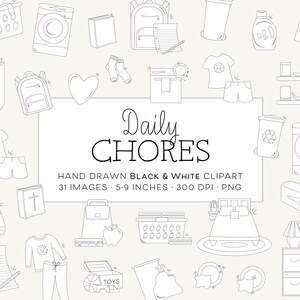 Daily Chores Clipart, Kids Tasks Artwork, Chore Stickers, Chore Planner ...