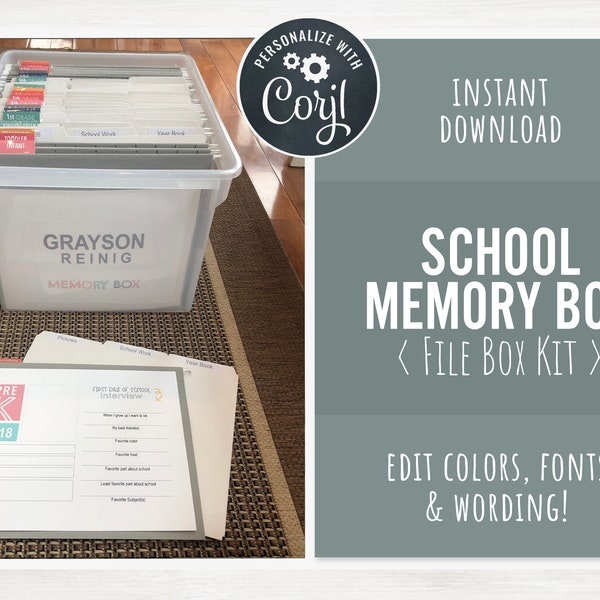School Memory File Box Download - Etsy