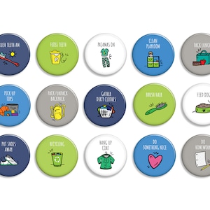 Boys Illustrated Chore Magnets, Task Magnets, Refrigerator Magnets ...