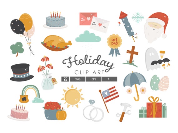 Holiday Clip Art Vector Clipart Digital Clipart Holiday | Etsy