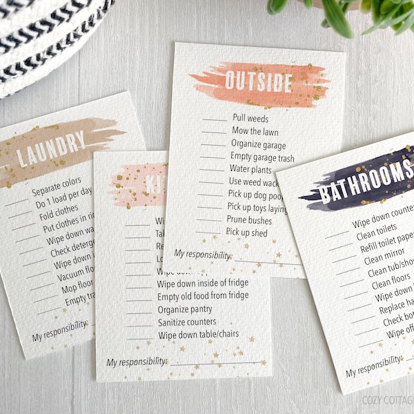 Cleaning Chore Cards - Etsy
