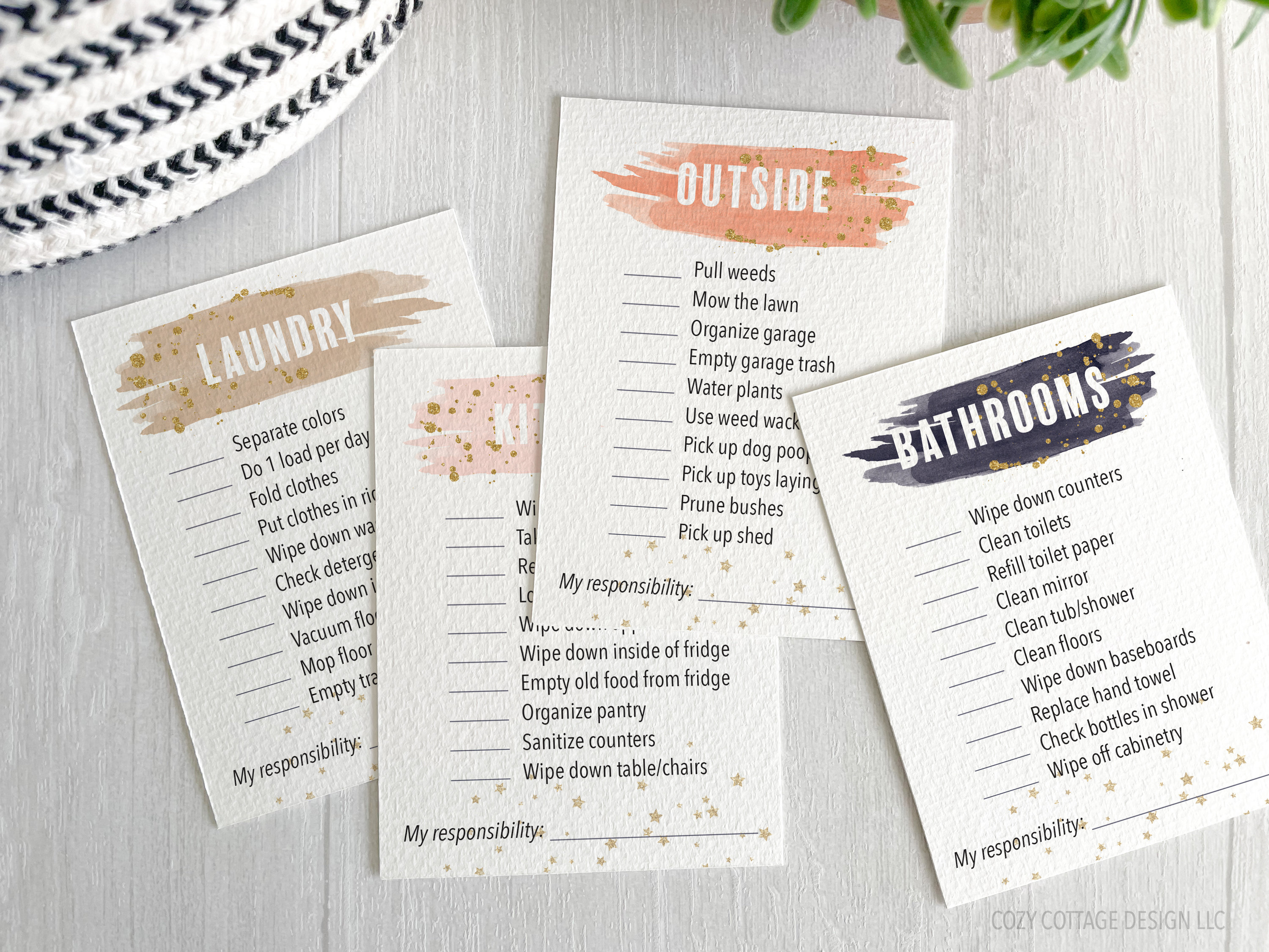Cleaning Zone Cards Chore Zone Cards Digital Download - Etsy