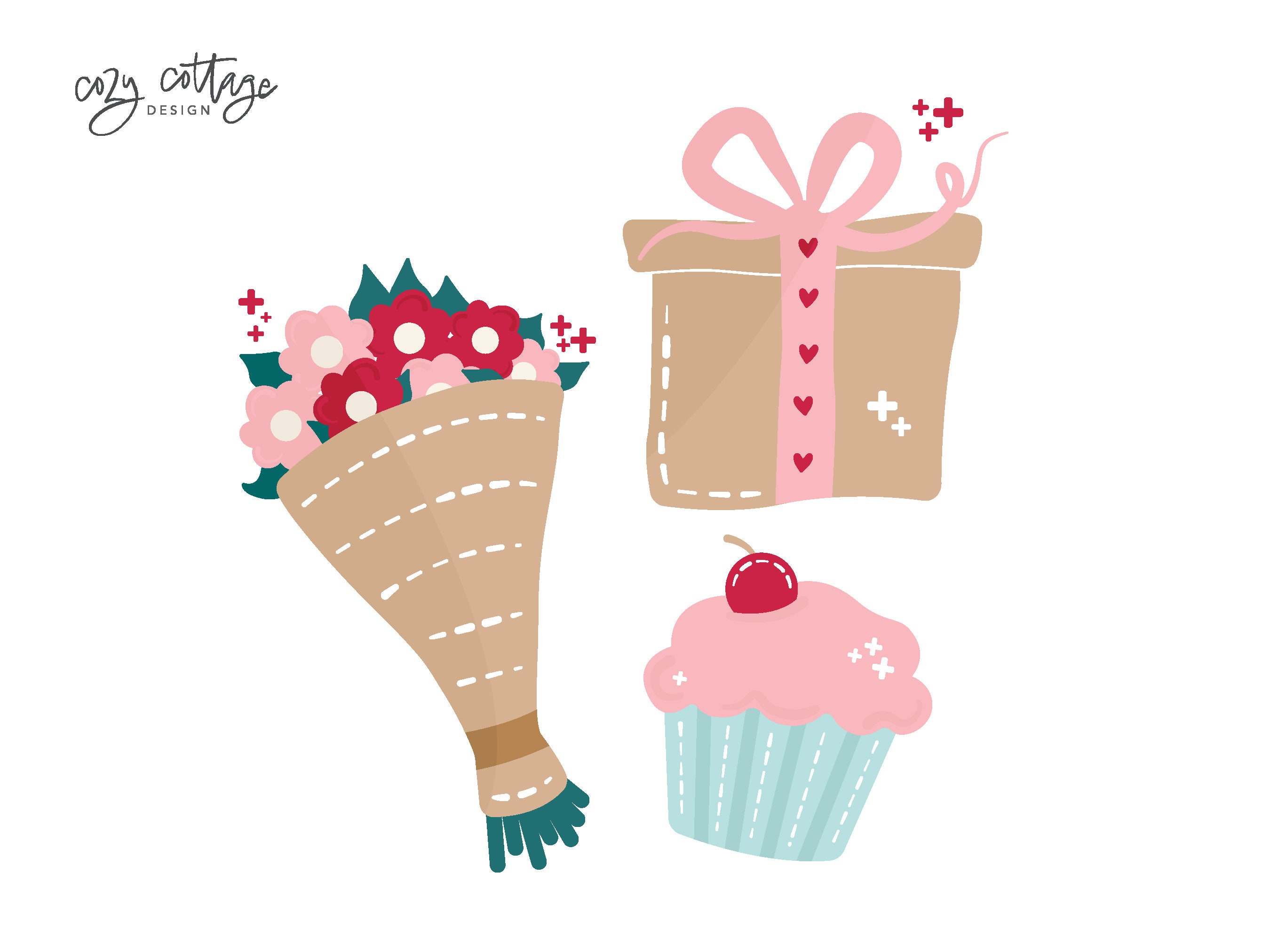 Valentine's Day Clip Art Vector Clipart Digital - Etsy