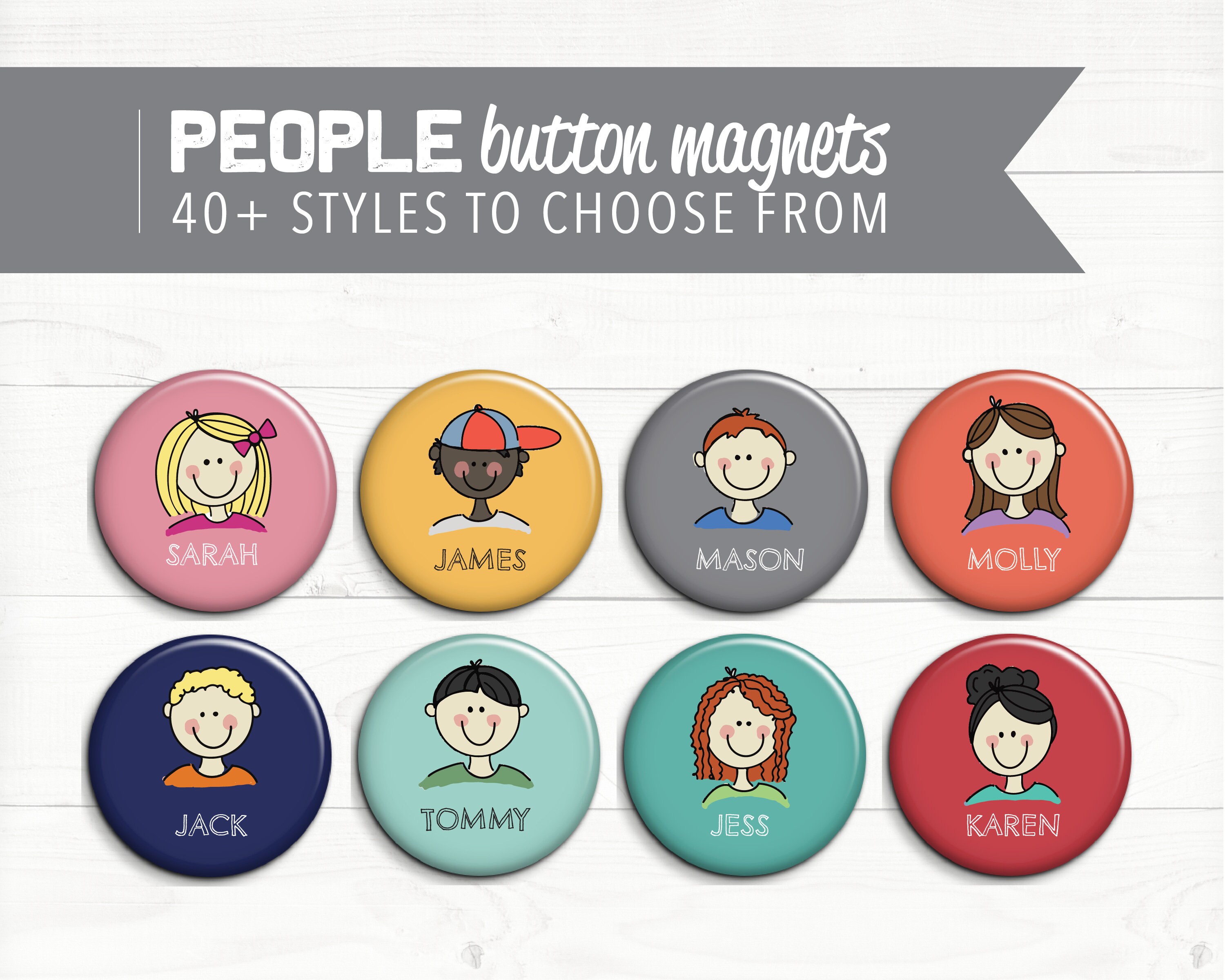 Personalized Name Button Magnets - Etsy