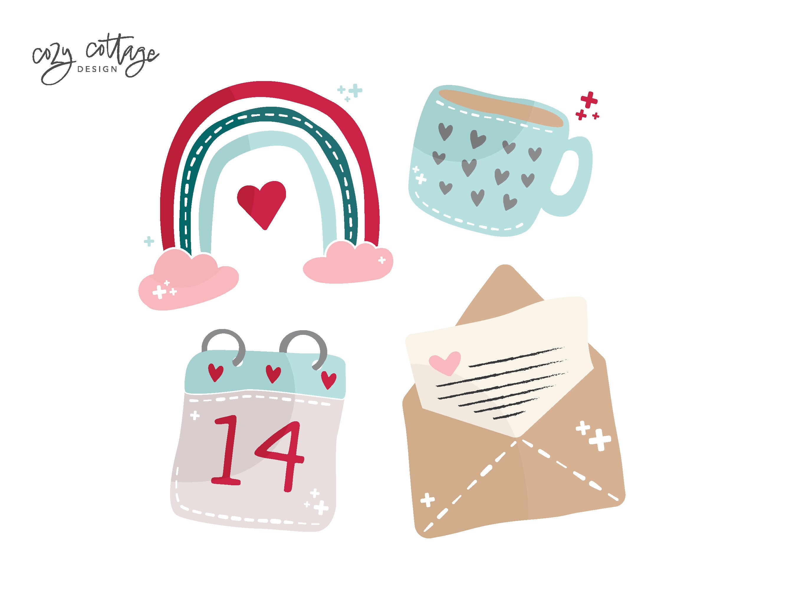 Valentine's Day Clip Art - Vector Clipart - Digital Clipart - Valentine ...