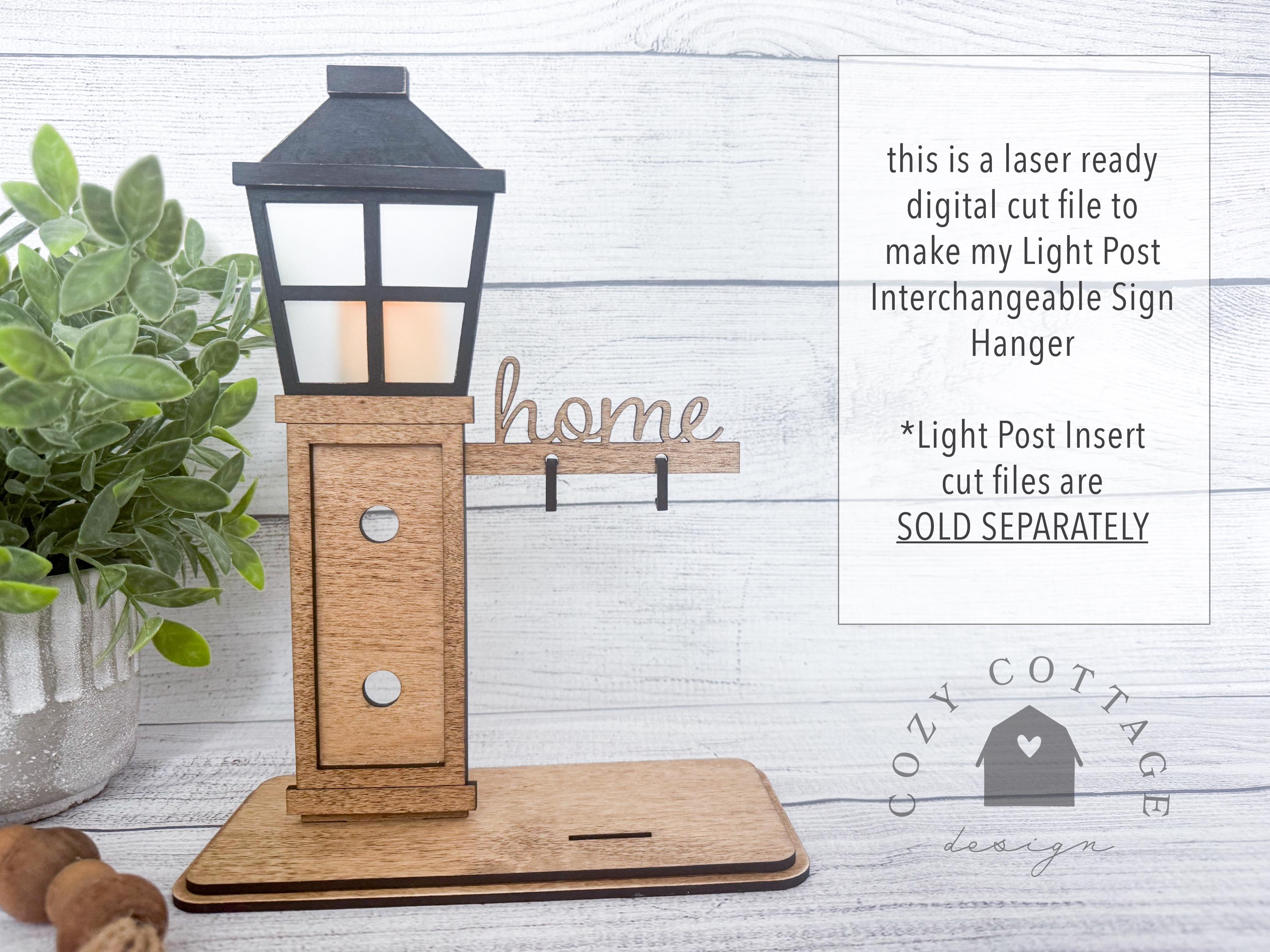 Light Post Stand Laser Cut File, Laser Cut Interchangeable Sign Holder ...