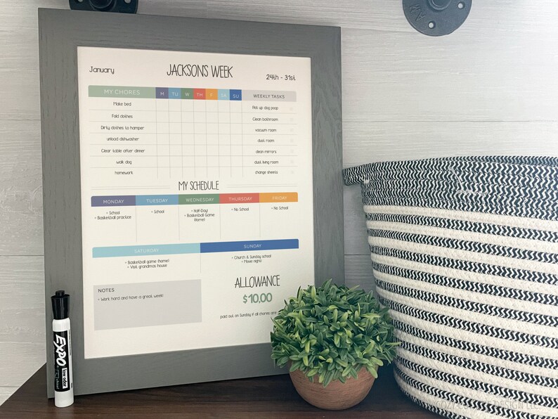 Editable Weekly Planner/chore Chart for Kids Teens & Adults | Etsy