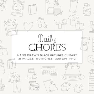 Daily Chores Clipart, Kids Tasks Artwork, Chore Stickers, Chore Planner ...