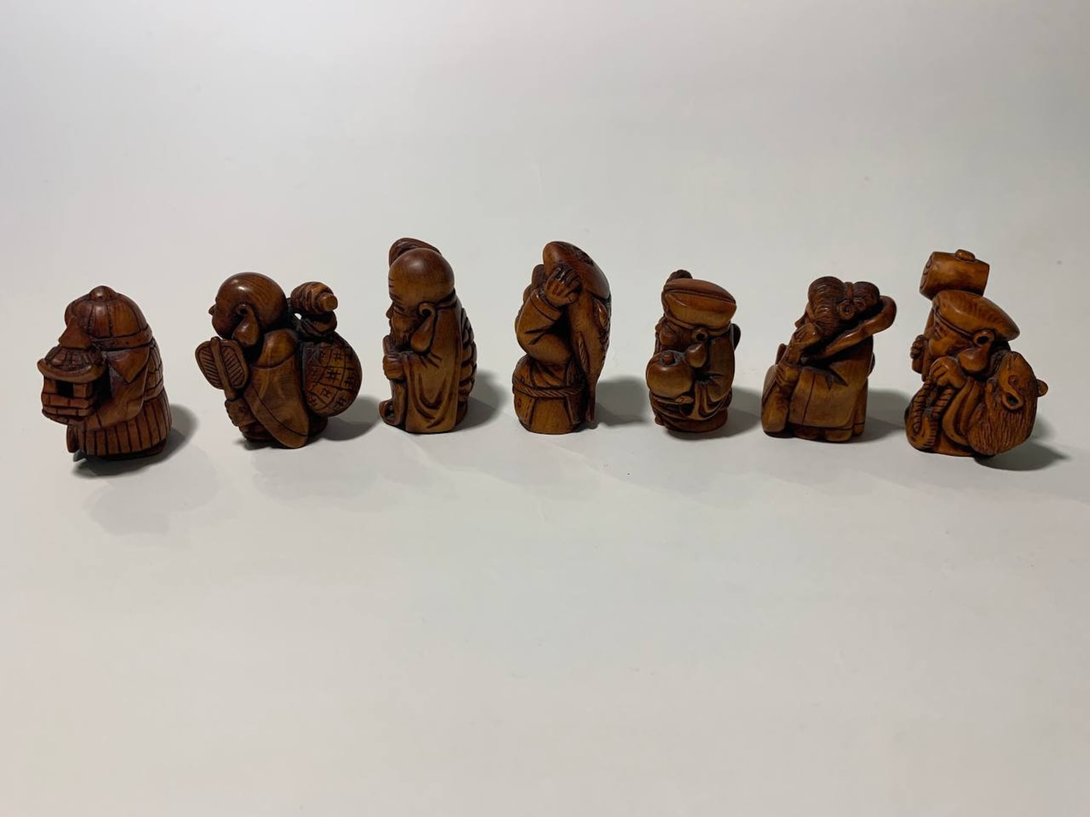 Unique Netsuke 7 Japanese Gods of Happiness Seven Boxwood - Etsy