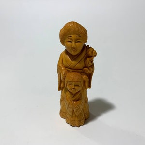 Unique Netsuke, Handmade Netsuke, Hand Carved Netsuke, woman With a ...
