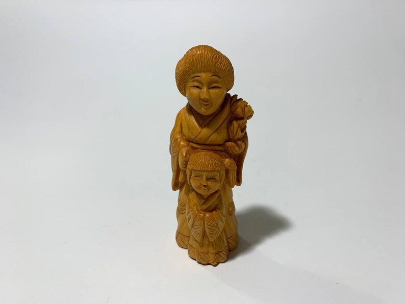 Unique Netsuke, Handmade Netsuke, Hand Carved Netsuke, woman With a ...