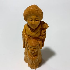 Unique Netsuke, Handmade Netsuke, Hand Carved Netsuke, woman With a ...
