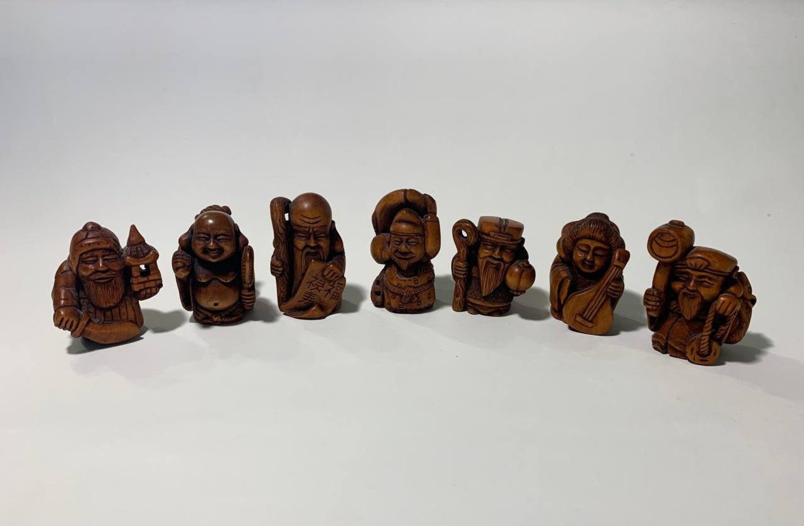 Unique Netsuke 7 Japanese Gods of Happiness Seven Boxwood - Etsy
