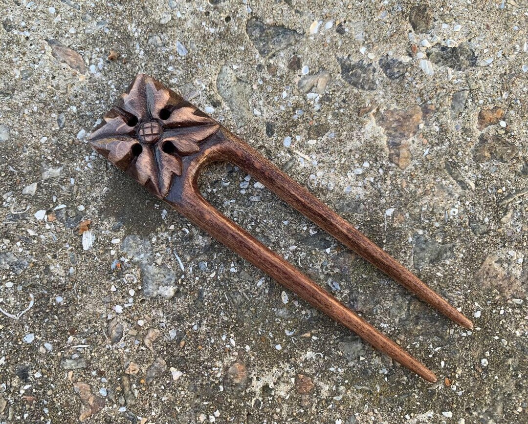 Hand Carved Wooden Hair Fork, Unique Hair Fork, Hair Fork, Hair Stick ...