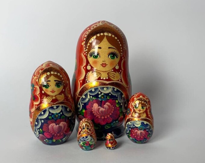 Handmade Nesting Doll, 5 Nesting Doll, Hand Painted Nesting Doll ...