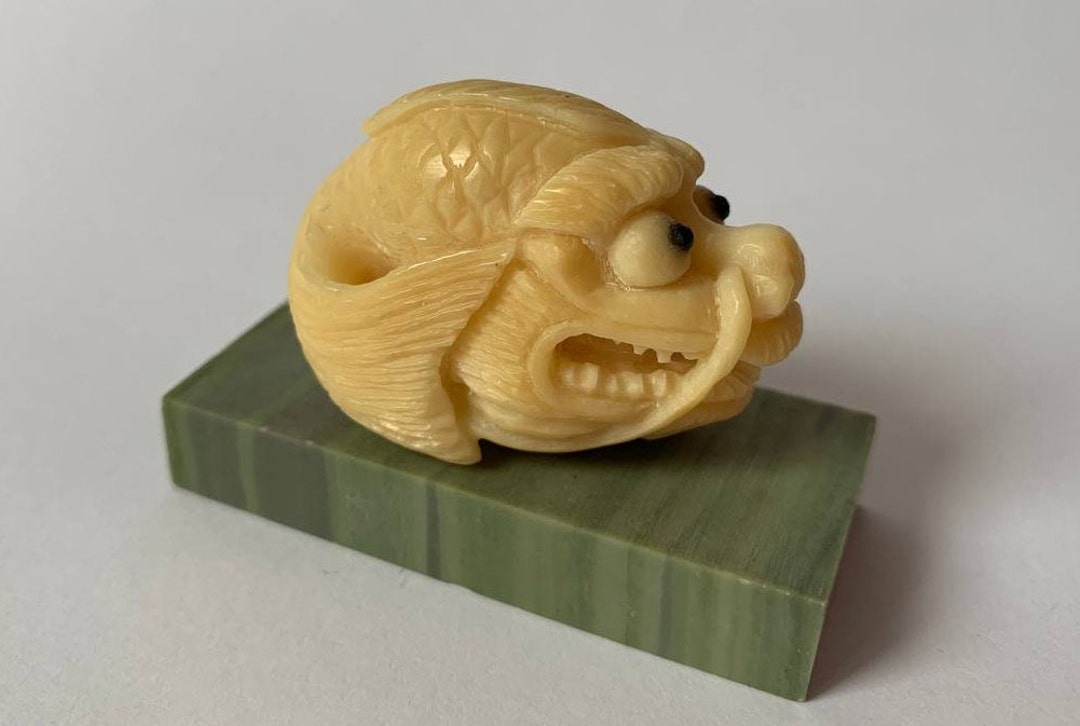 Handmade Unique Netsuke Dragon Hand Carved Netsuke - Etsy