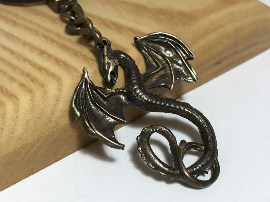 Handmade Bronze Keychain Dragon, Charm Dragon, Trinket Dragon, Pendant ...