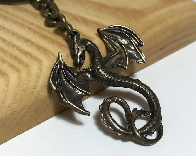 Handmade Bronze Keychain Dragon, Charm Dragon, Trinket Dragon, Pendant ...