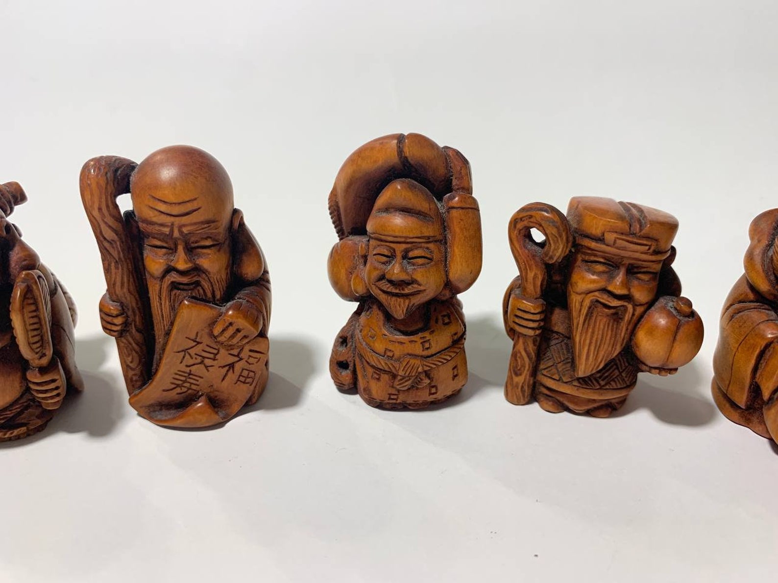 Unique Netsuke 7 Japanese Gods of Happiness Seven Boxwood - Etsy