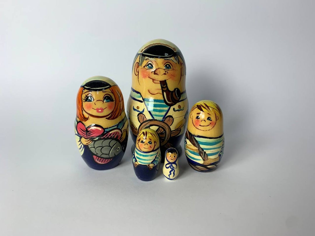 Handmade Nesting Doll 5, Hand Painted Nesting Doll Sailor, Nesting Doll ...