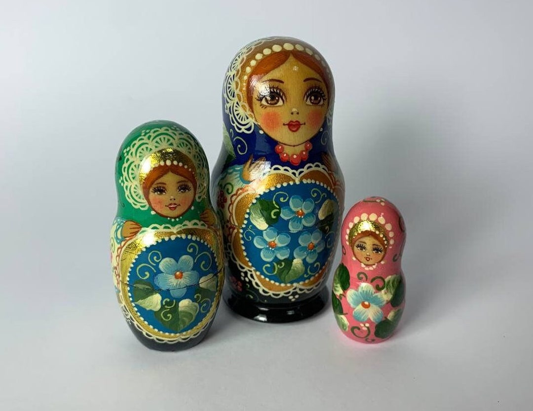 Handmade Nesting Doll, 3 Nesting Doll, Hand Painted Nesting Doll ...