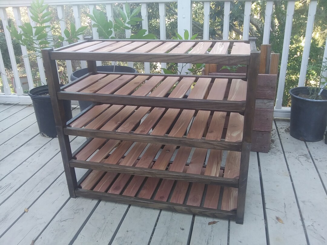 Shoe Rack, Two Piece Stackable Shoe Rack, Ash and Cedar Shoe Rack ...