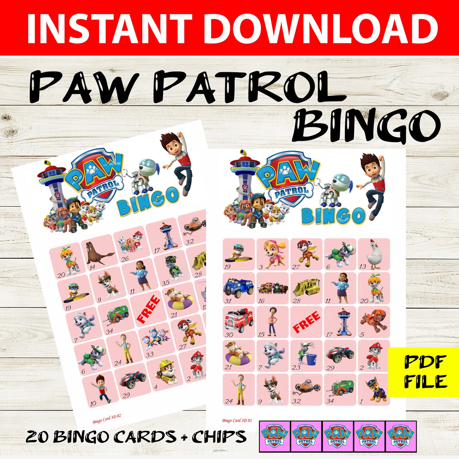 20 card Paw Patrol Inspired Bingo Paw Patrol Bingo 5x5 Paw | Etsy