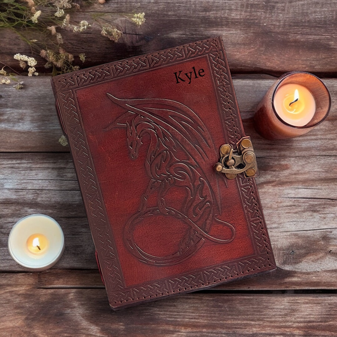 Personalized Dragon Leather Journal Celtic Dragon Leather Notebook ...