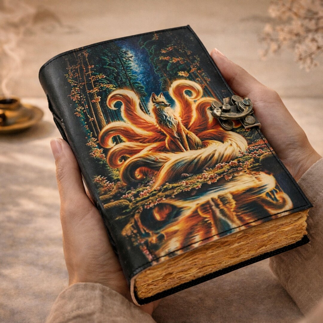 Personalized Nine Tailed Fox Leather Journal Handmade UV Printed ...