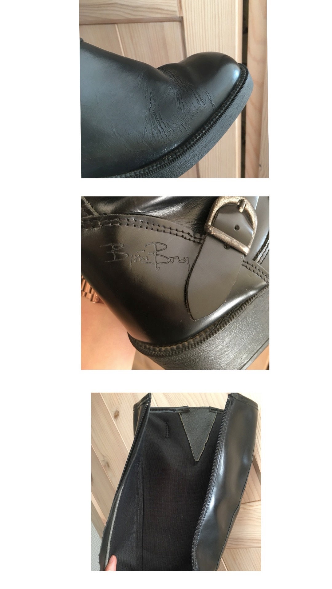 Vintage 90s/80s Genuine Leather Bjorn Borg Chunky Heel Long Tall Shiny ...