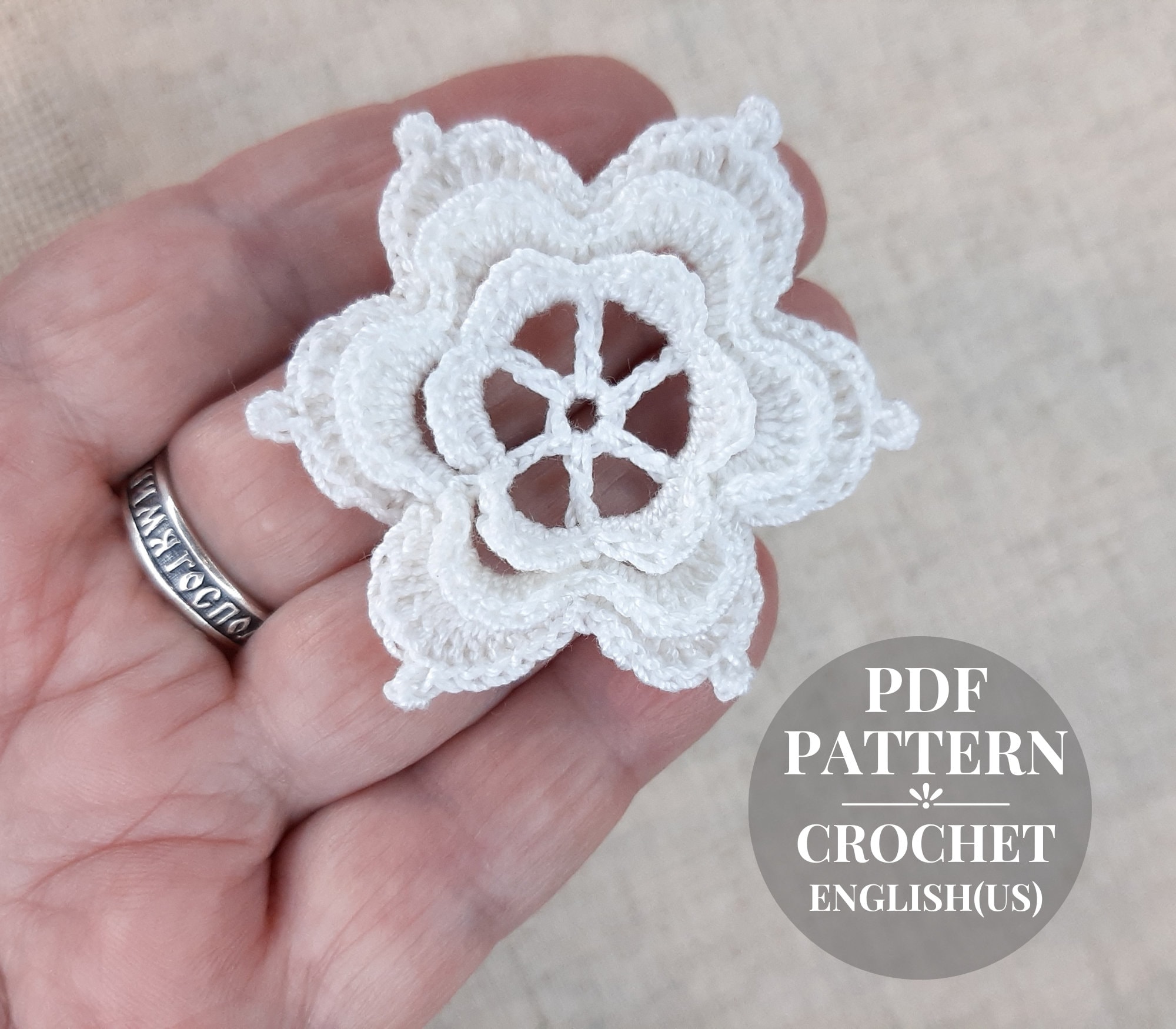 Crochet Small Flower Pattern Crochet Flower Applique for Irish - Etsy