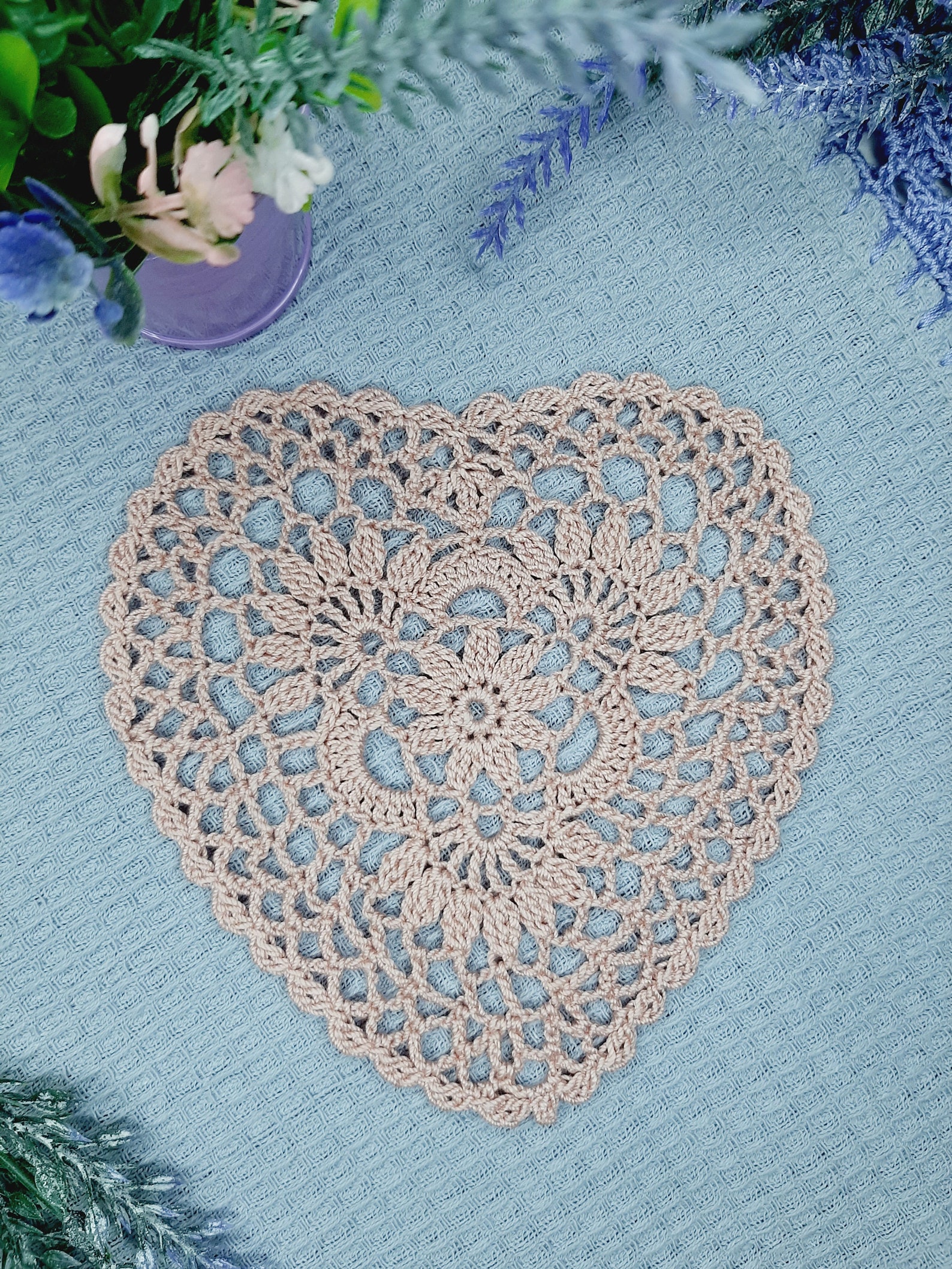 Crochet Pattern Doily Shaped Heart. Crochet Lace Doily Pattern. Gift ...