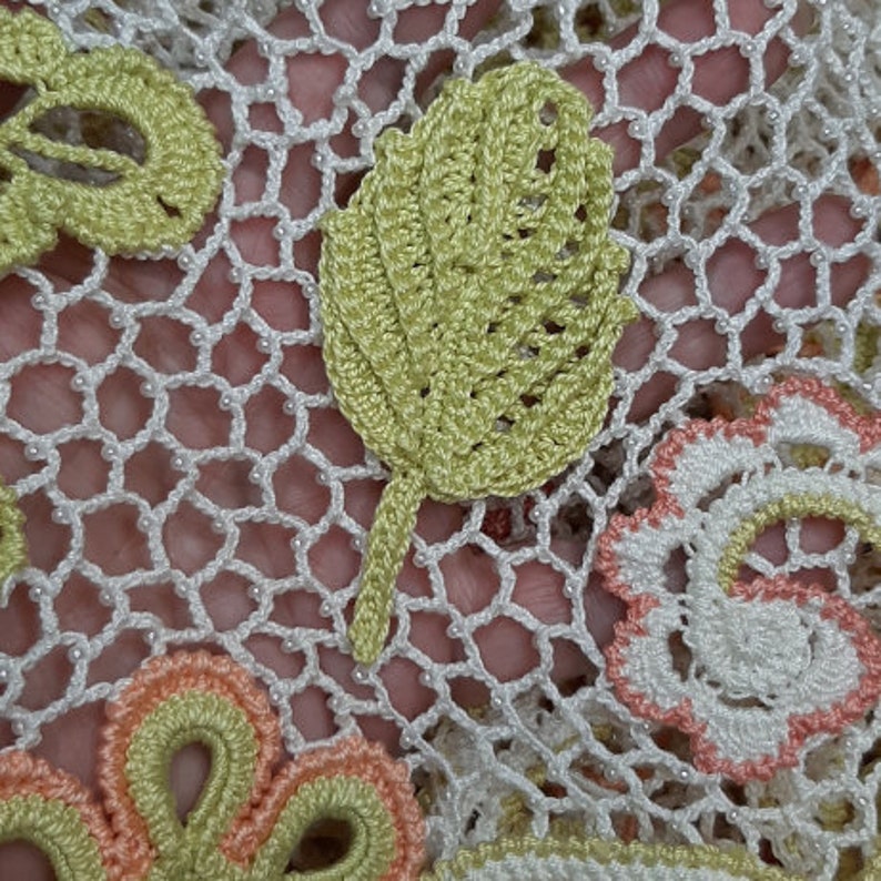Сrochet Leaf Pattern, PDF Leaf Motif, Irish Lace Pattern, Crochet Leaf ...