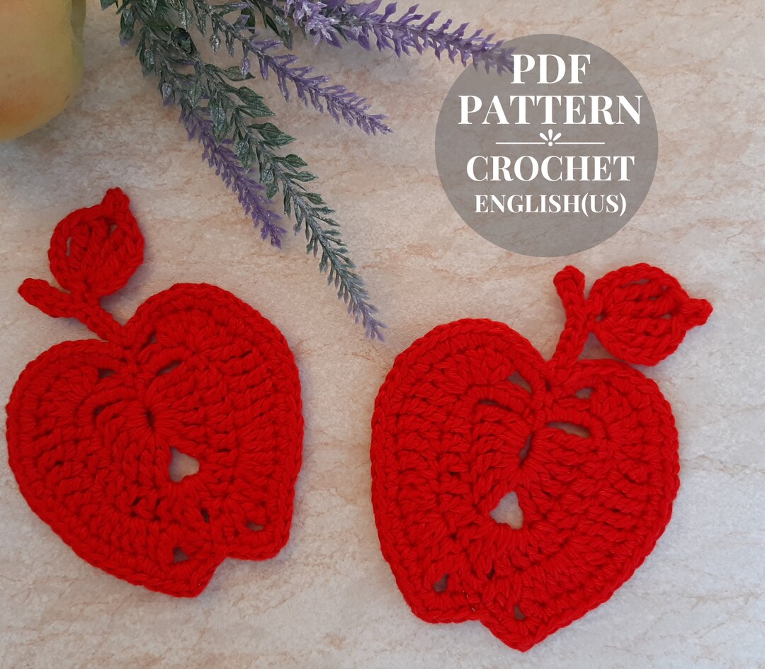 Easy Crochet Apple Pattern Applique Apple Crochet Autumn Decor for ...