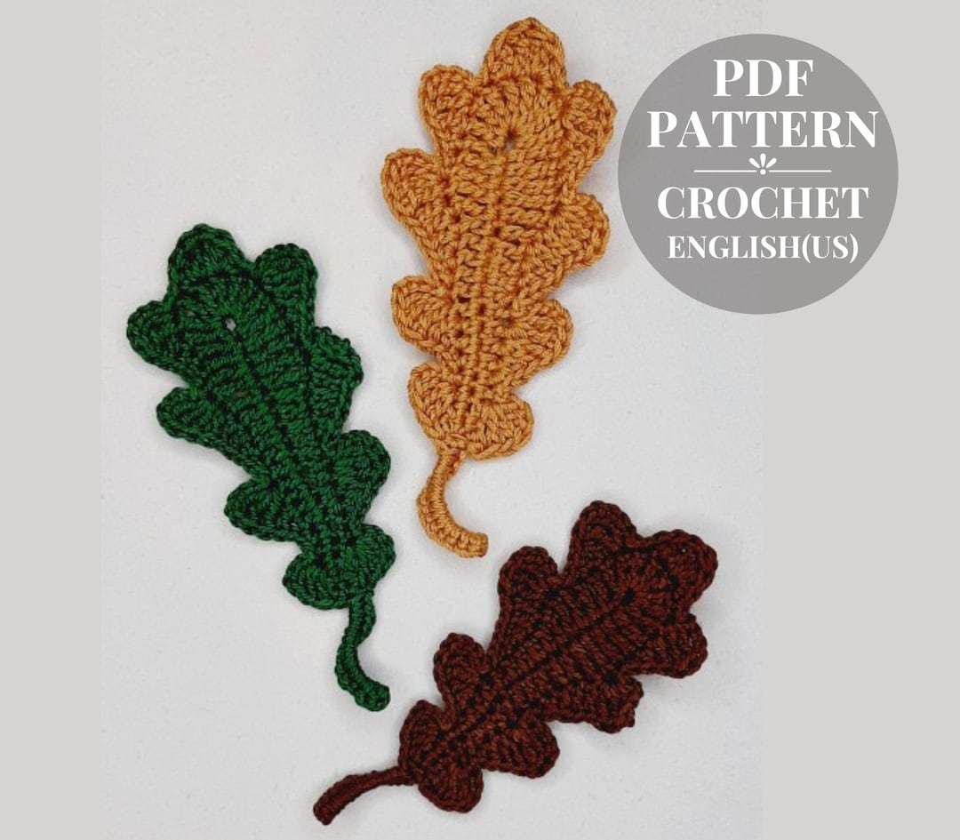 Oak Leaf Crochet Pattern. Oak Leaves Applique. Crochet Oak Leaf ...