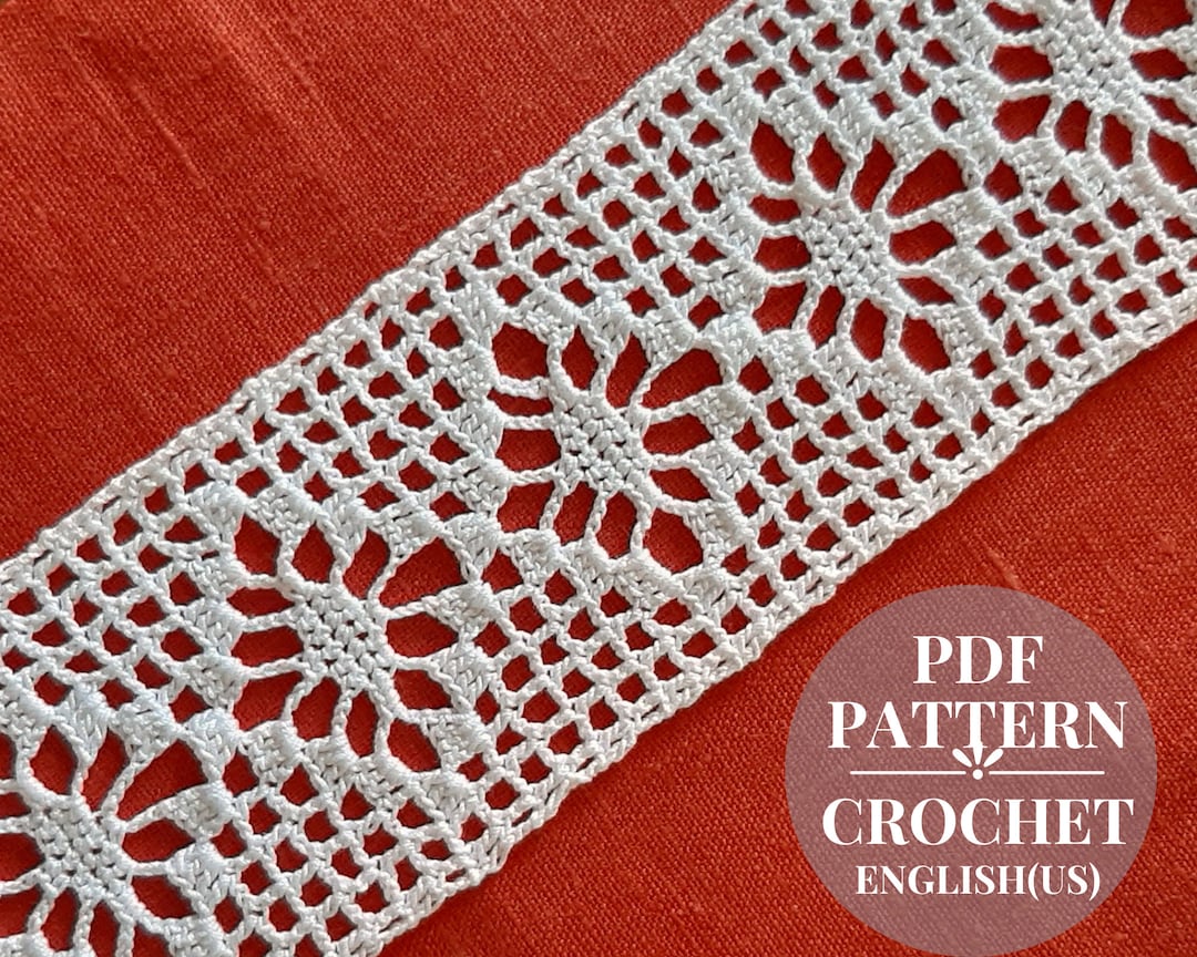 Filet Crochet Border Patterns for Kitchen Towel. Filet Edging - Etsy