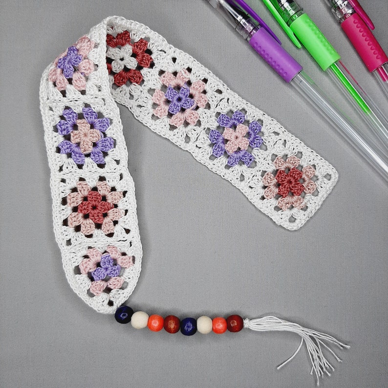 Crochet Bookmark Pattern Granny Square for Beginner PDF. Colorful ...