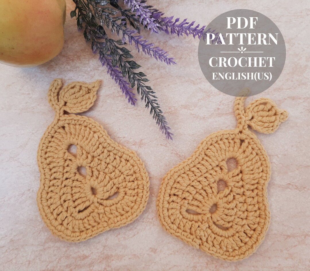 Easy Pear Crochet Pattern Autumn Applique Pear Crochet Decor for ...