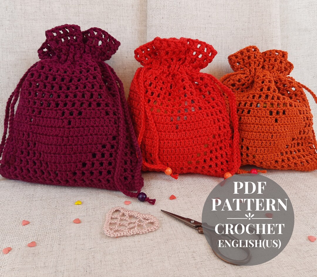 Crochet Drawstring Pouch Pattern Gift Bag Crochet Pattern Christmas ...