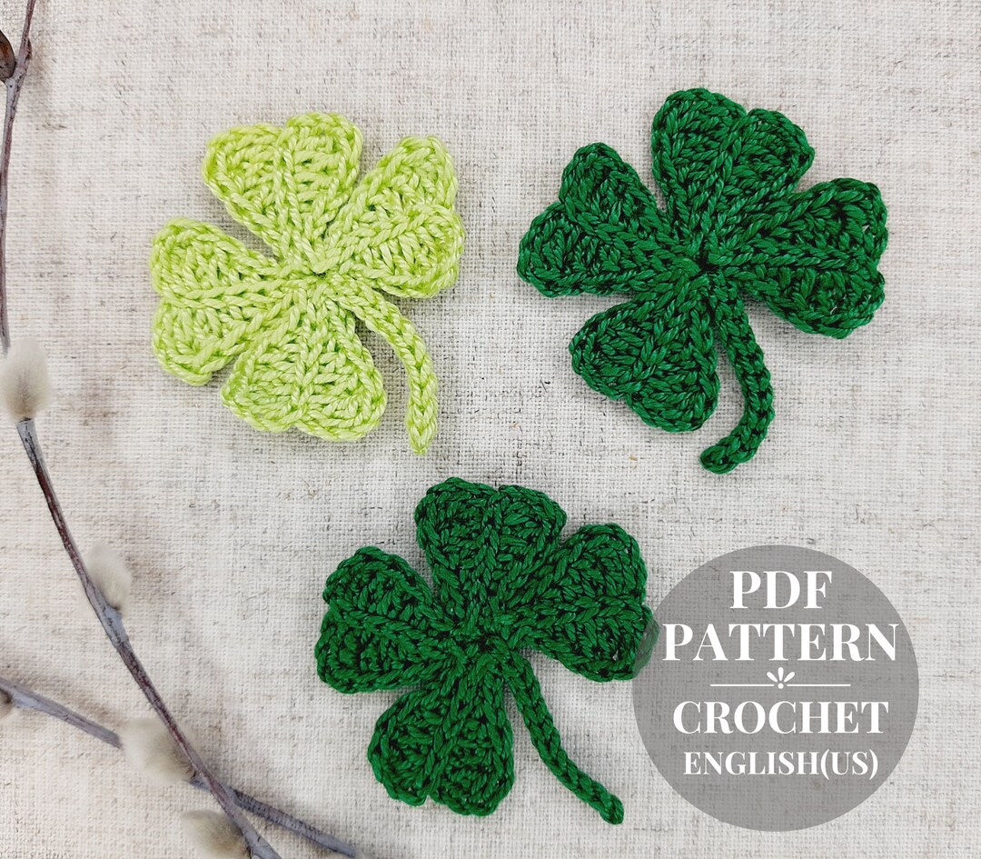 Shamrock Crochet Pattern Lucky Clover Applique Crochet Pattern St ...