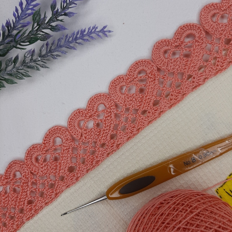 Crochet Edging Pattern Border Hearts Crochet for Decor Kitchen - Etsy