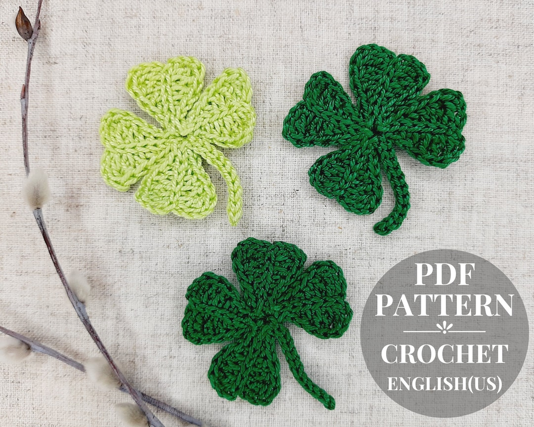 Shamrock Crochet Pattern Lucky Clover Applique Crochet Pattern - Etsy