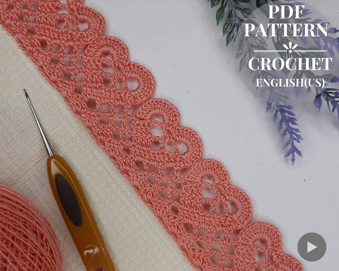 Crochet Edging Pattern Border Hearts Crochet for Decor Kitchen - Etsy