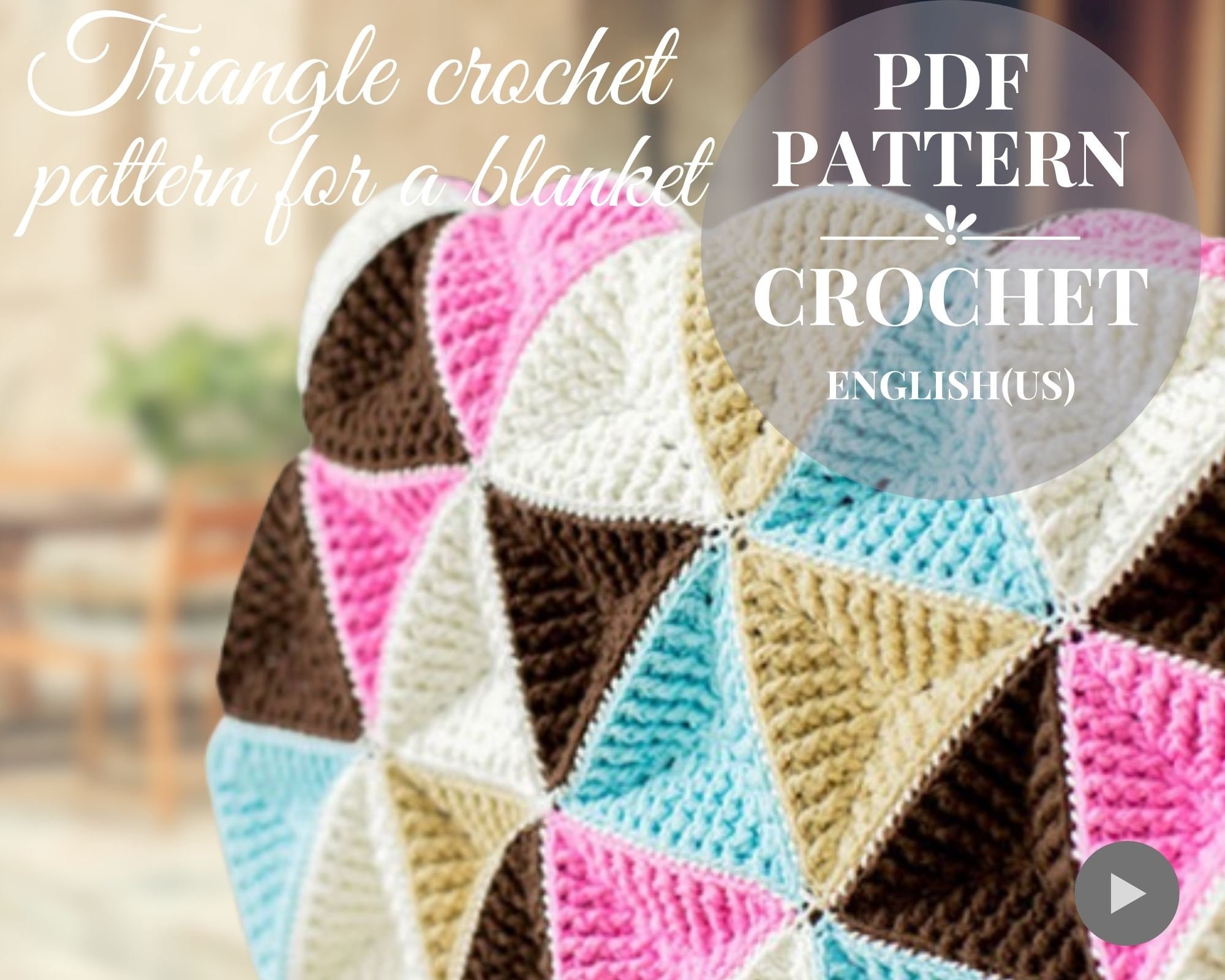 Triangle Crochet Pattern for a Blanket. Motif Afghan Crochet - Etsy