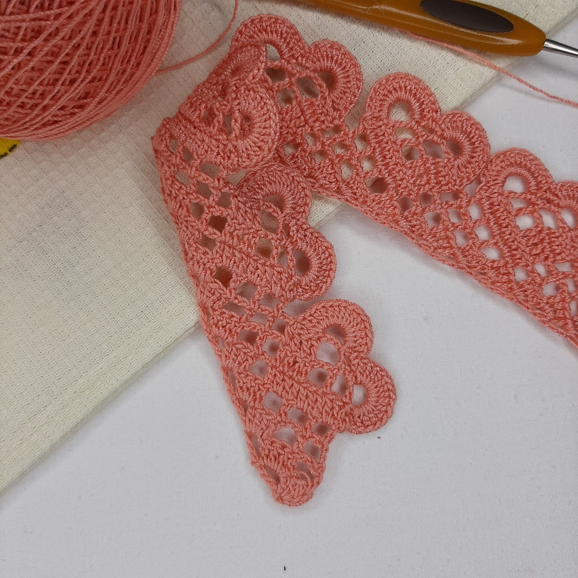 Crochet Edging Pattern Border Hearts Crochet for Decor Kitchen - Etsy