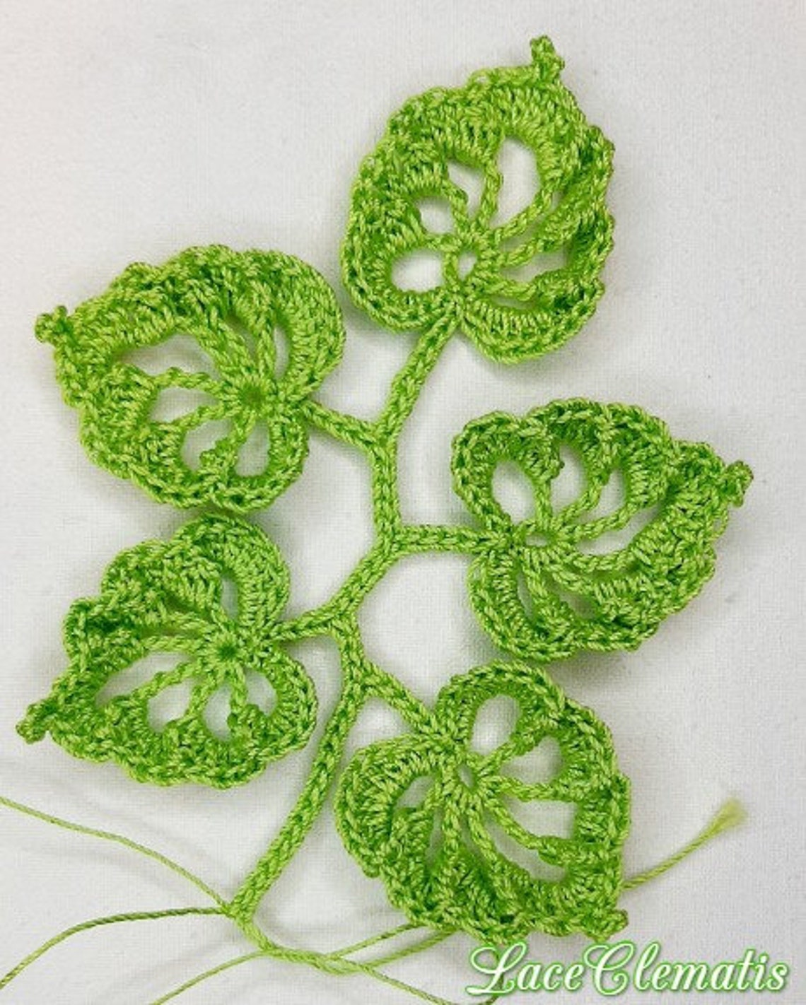 Crochet Branch With Leaves Pattern. Crochet Vine Tutorial. Instructions ...