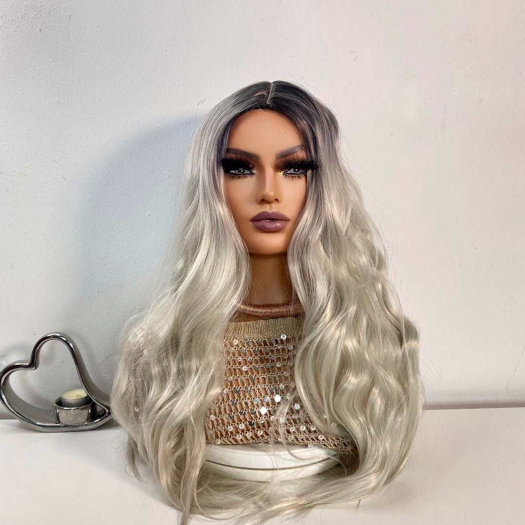 24 Inches Platinum Blonde Body Wave Human Hair Mix Wig Lace - Etsy